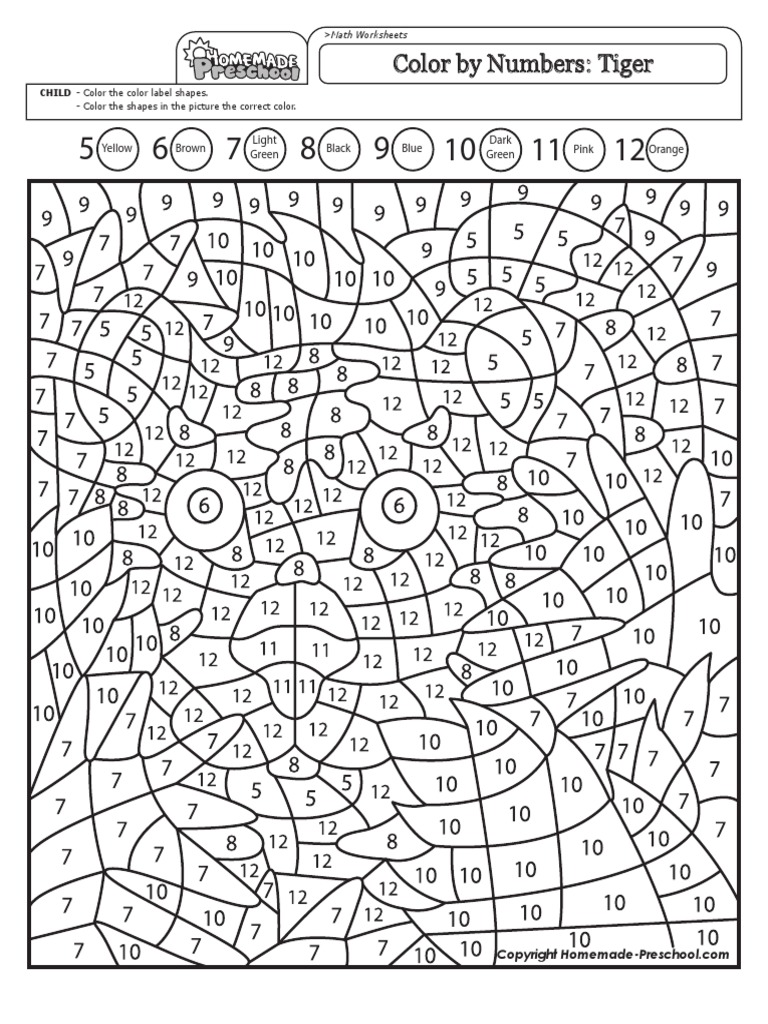 Color by Numbers Tiger | PDF