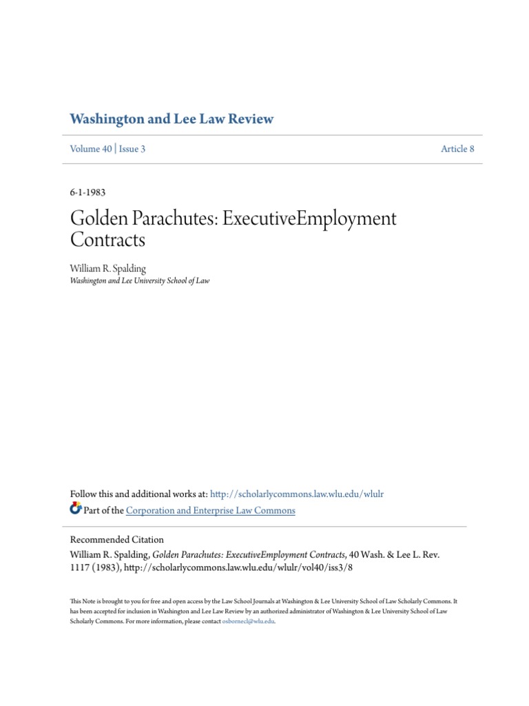 Golden Parachutes - ExecutiveEmployment Contracts | Download Free PDF ...