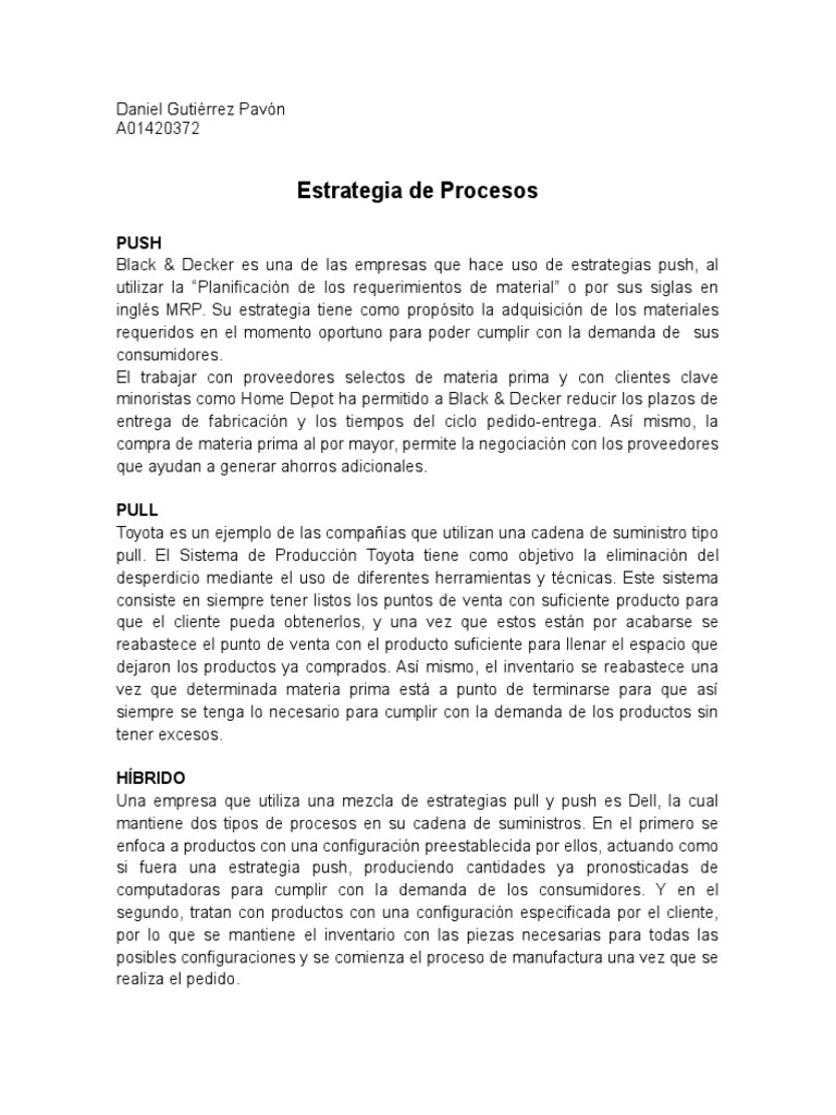 Estrategia de Procesos Push-Pull | PDF | Producción y fabricación ...
