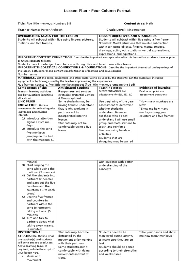 4c Lesson Plan Template 1 | PDF | Lesson Plan | Educational Assessment