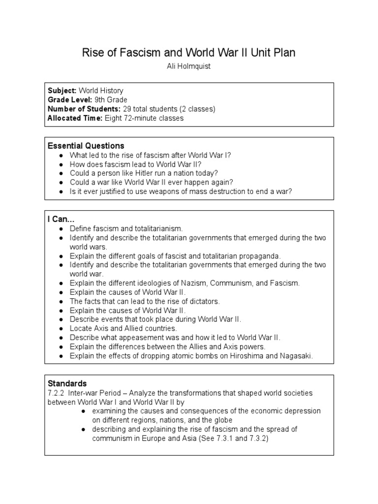 Unitplan | PDF | Fascism | Nazi Germany