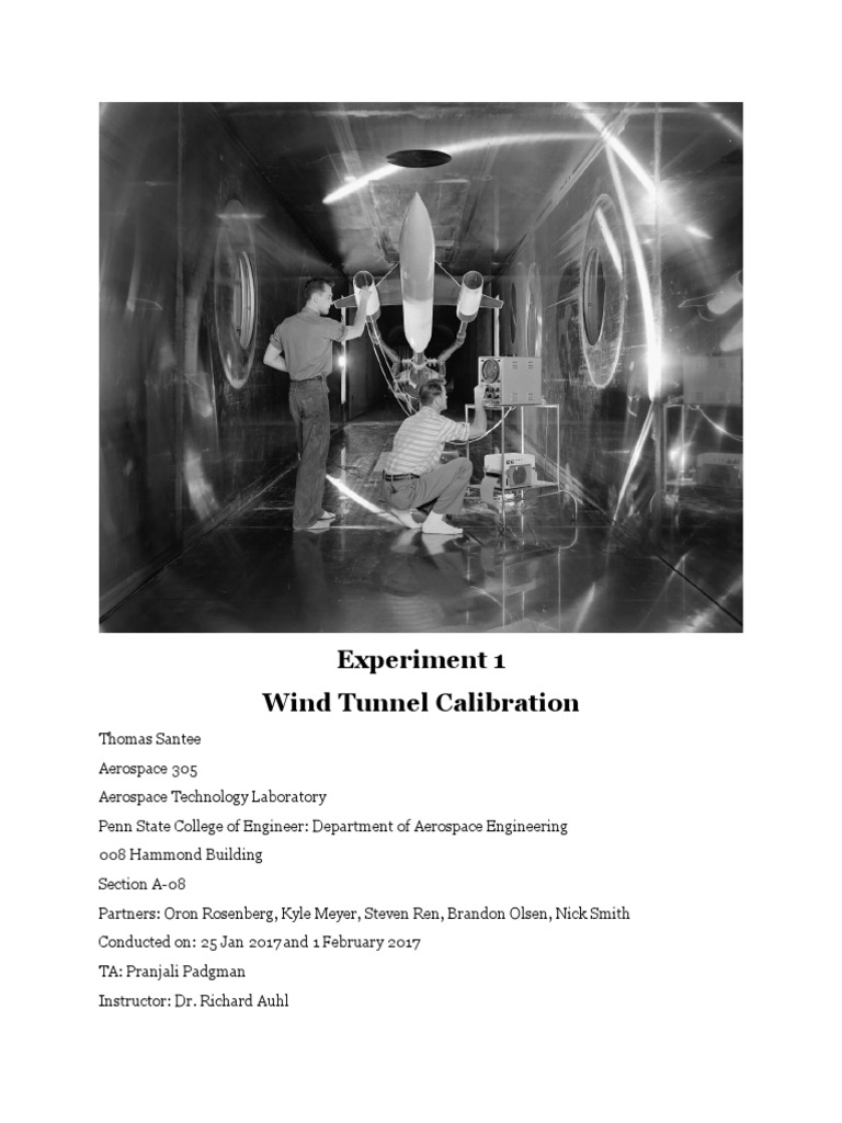Wind Tunnel Calibration Lab Report - Thomas Santee | PDF | Drag ...