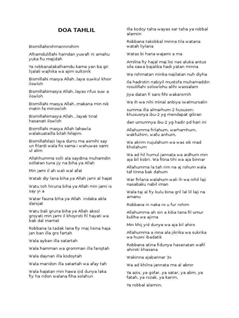 Doa Tahlil | PDF | Foreign Language Studies