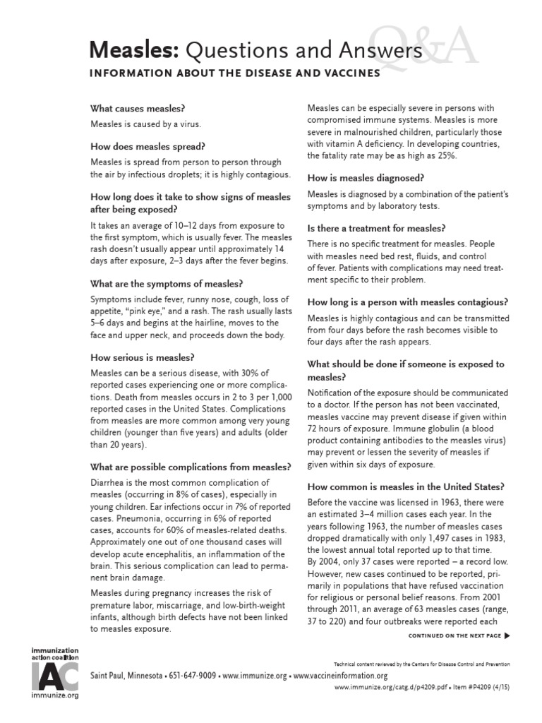 Measles:: Questions and Answers | PDF | Measles | Vaccines