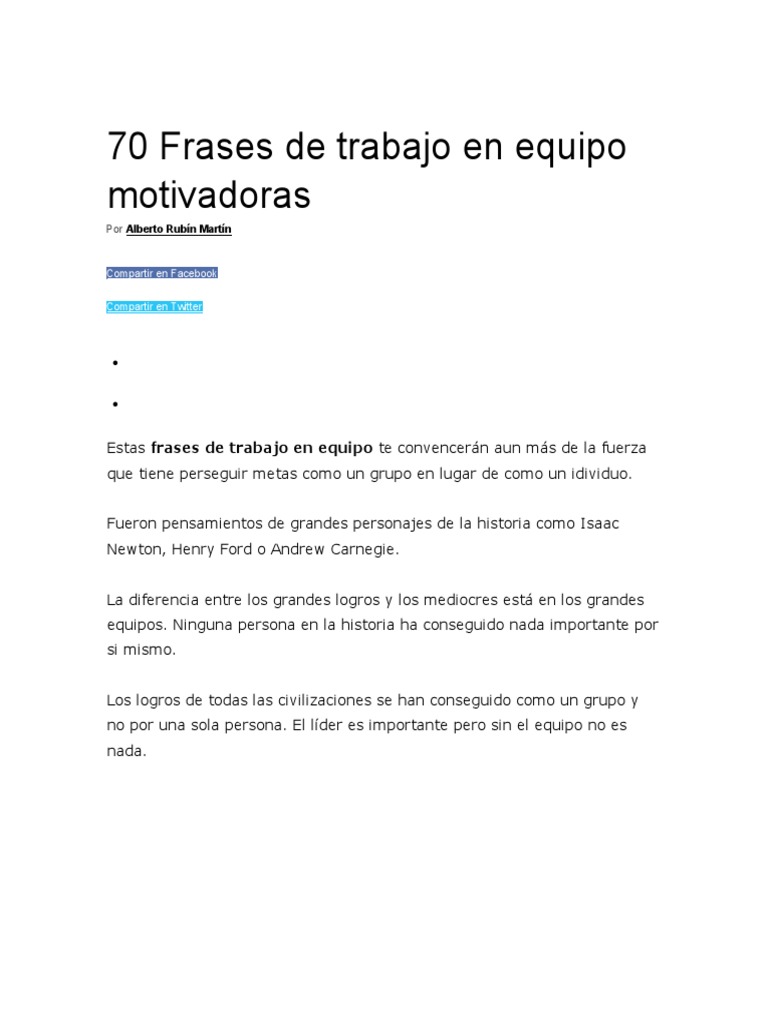 70 Frases de Trabajo en Equipo Motivadoras | PDF | Sicología | Science