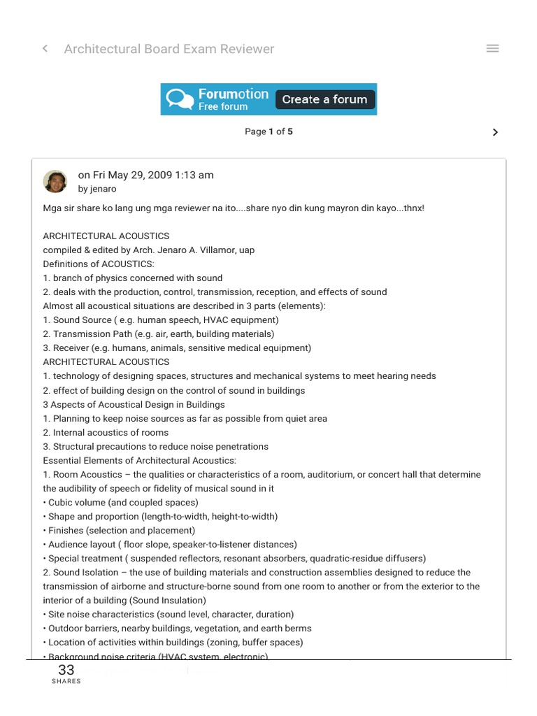 Architectural Board Exam Reviewer | PDF | Electric Current | Sound