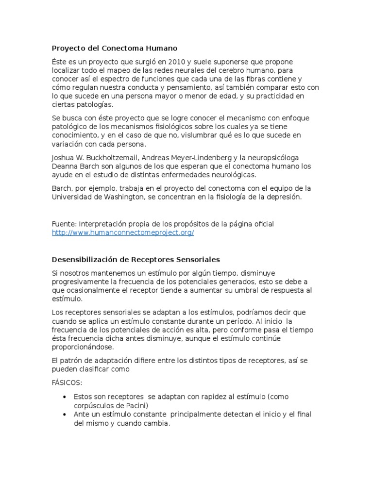 Proyecto Del Conectoma Humano | PDF | Dolor | Potencial de acción