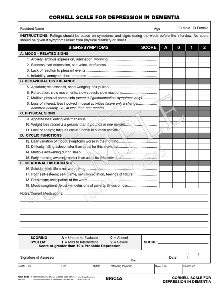 Cornell Scale | Depression (Mood) | Mood (Psychology)