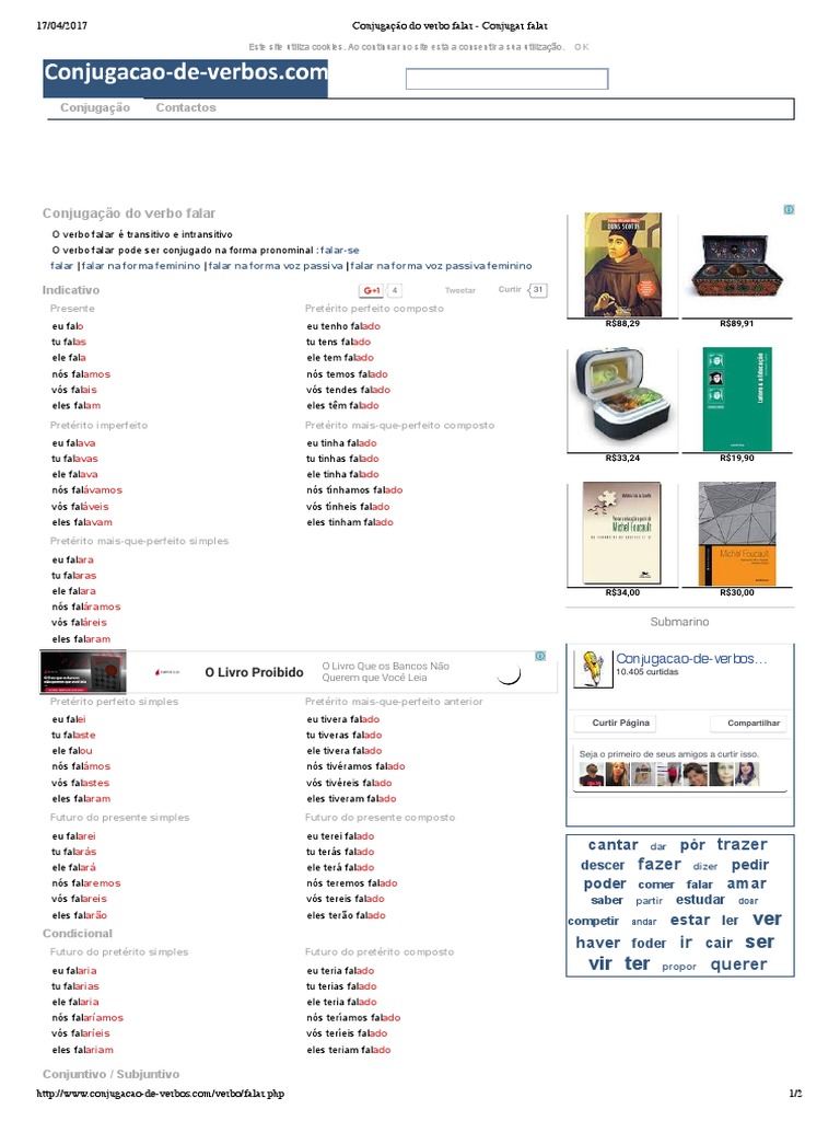 Conjugação Do Verbo Falar - Conjugar Falar | PDF | Tempo gramatical ...