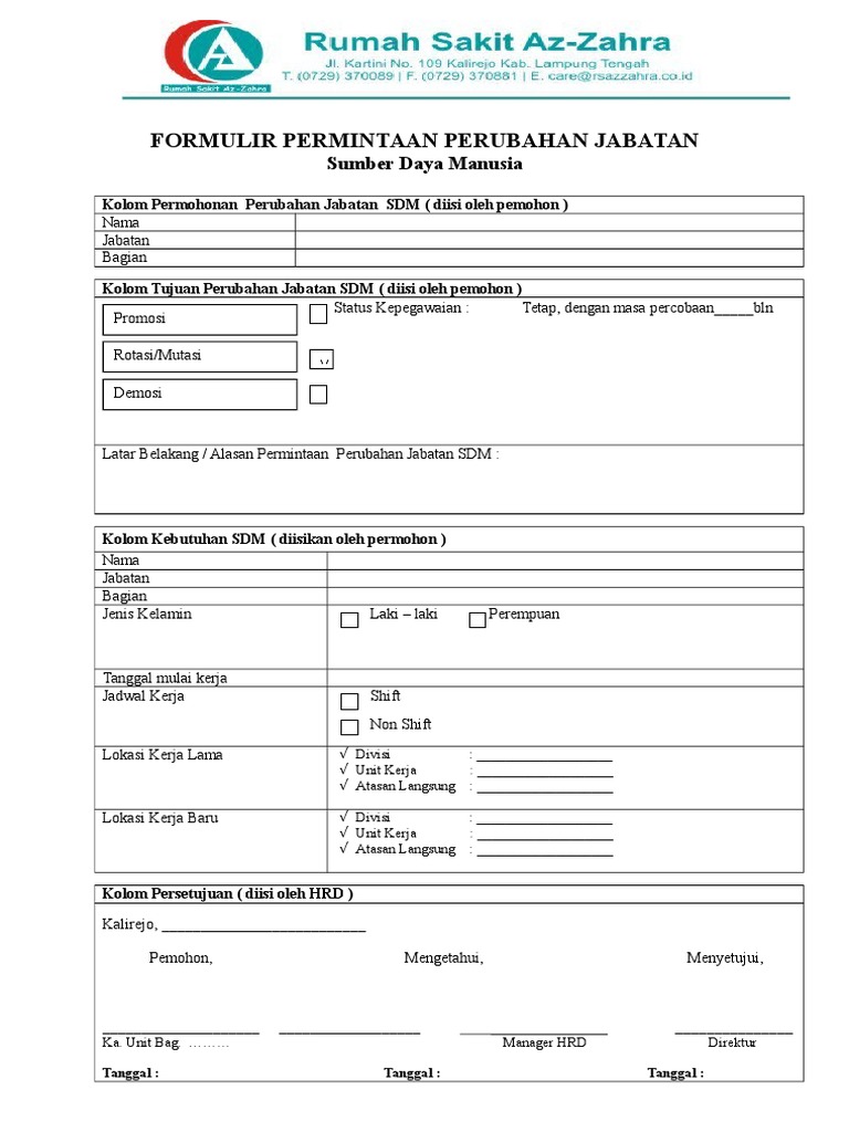 Formulir Perubahan Jabatan Karyawan | PDF