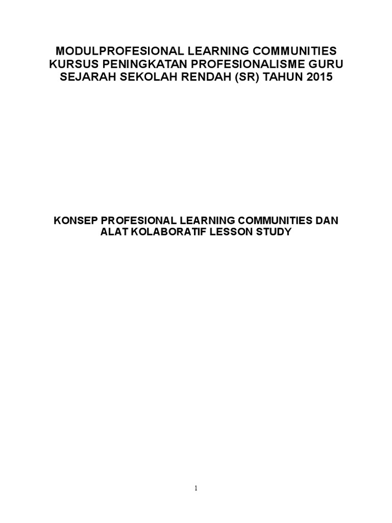 Modul PLC Lesson Study Guru Sejarah | PDF