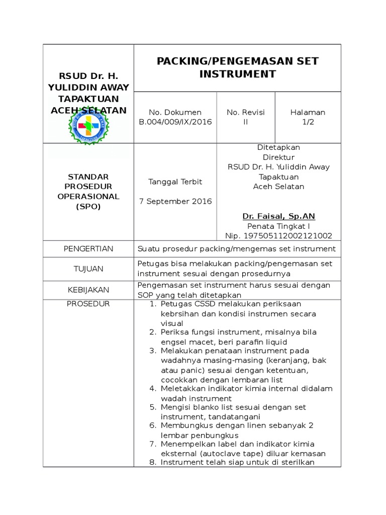 Packing Dan Pengemasan Set Instrument | PDF