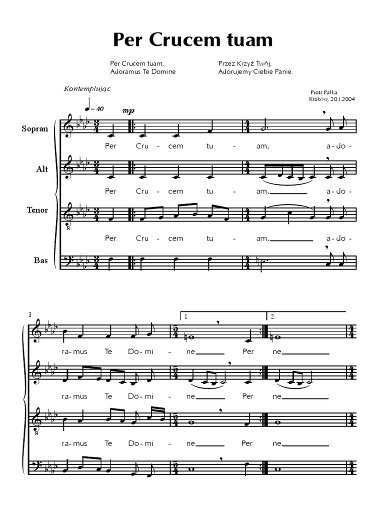 Per Crucem Tuam Muz. Piotr Pałka PDF | PDF