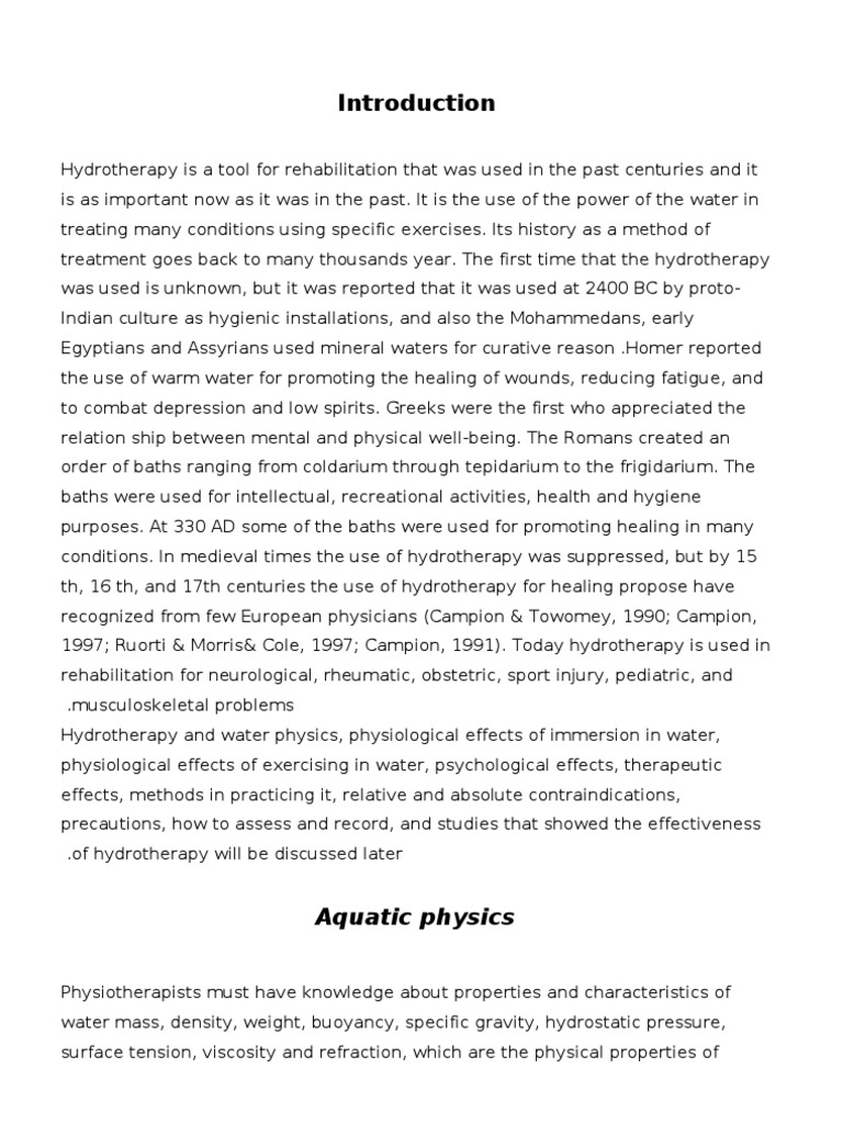 Hydrotherapy | PDF | Buoyancy | Clinical Medicine