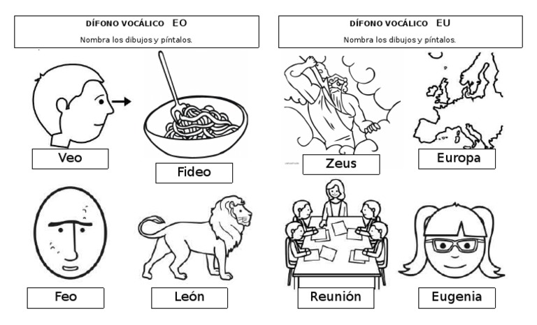 Palabras con dífonos EO y EU | PDF | Artes del Lenguaje y Comunicación ...