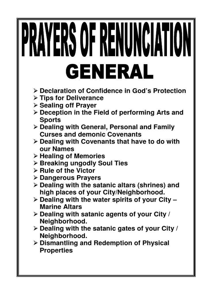 General Prayers of Renunciation.pdf | Muse | Demons