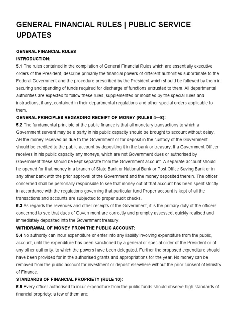 General Financial Rules - Public Service Updates Agpr PDF | PDF