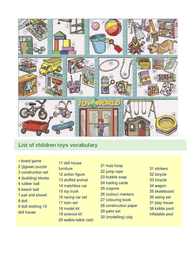 Children's Toy Vocabulary List | PDF | Toy Collecting | Toys
