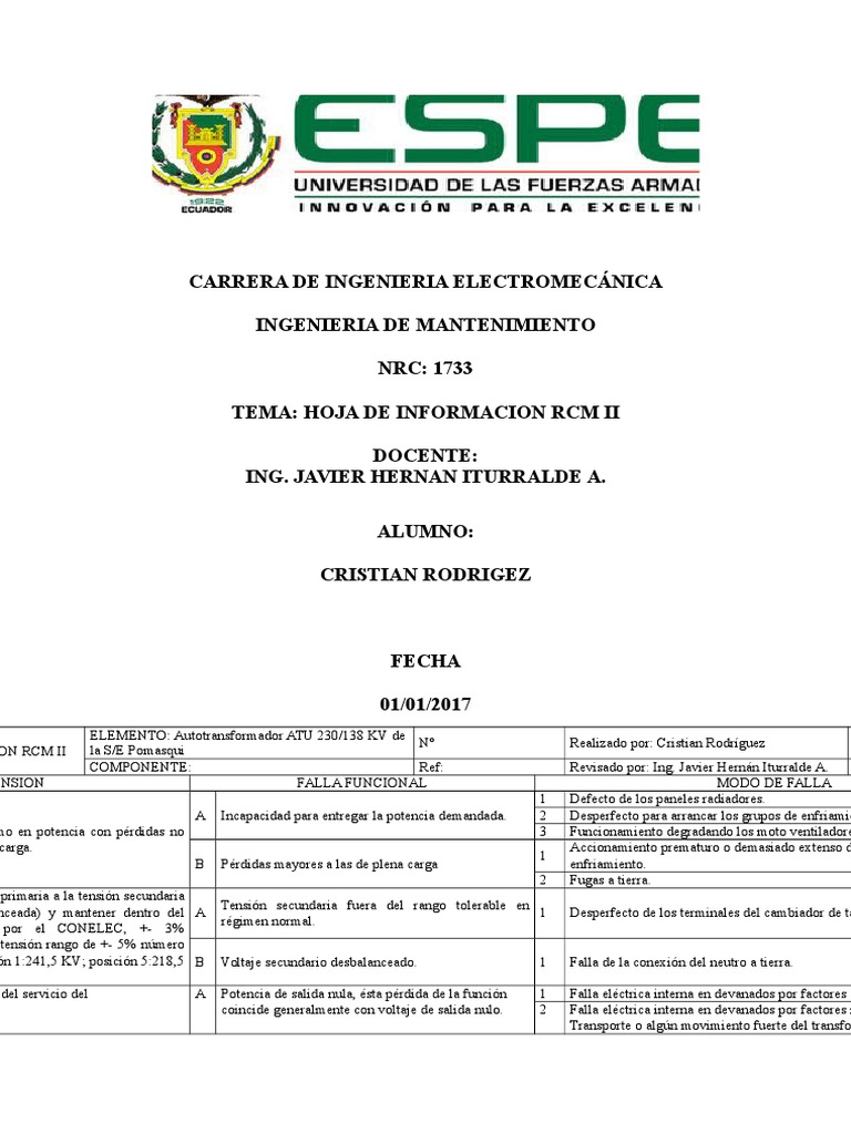 Hoja de Informacion RCM Ii | PDF | Relé | Transformador