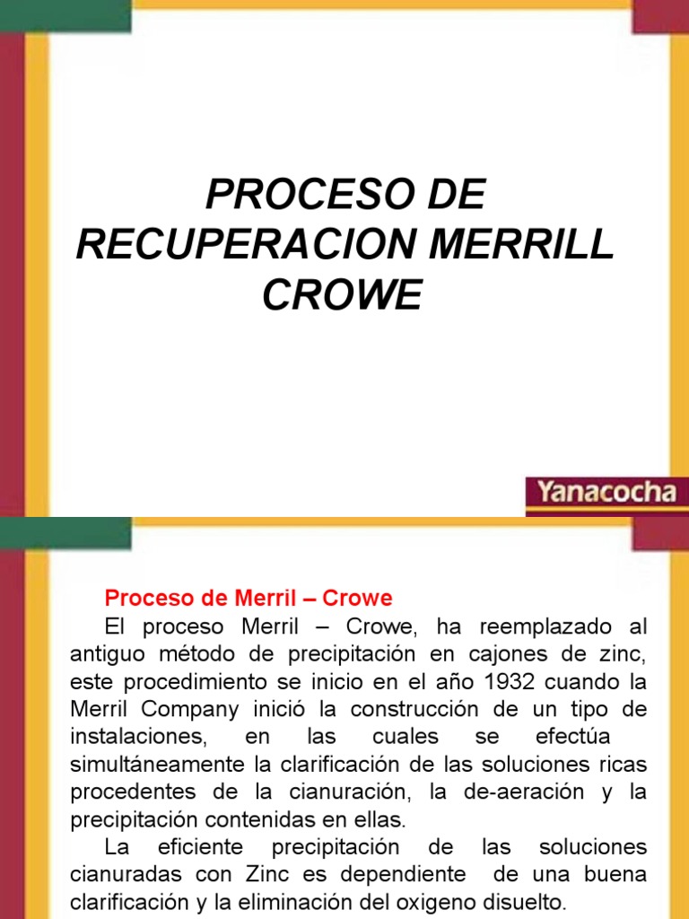 Proceso de Recuperacion Merril Crowe | PDF | Corrosión | Filtración