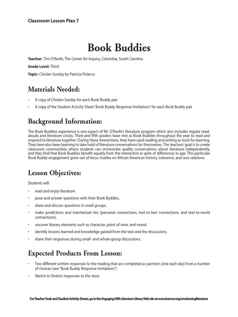 Book Buddies | PDF | Lesson Plan | Conversation
