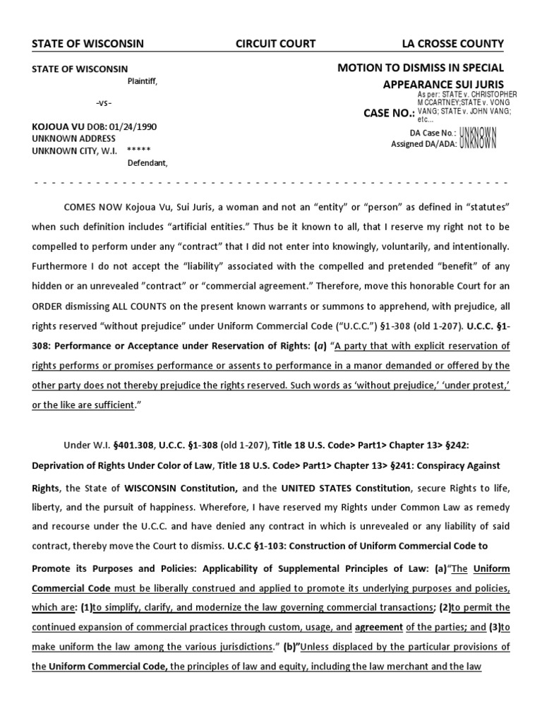 Motion To Dismiss | Common Law | Jurisdiction