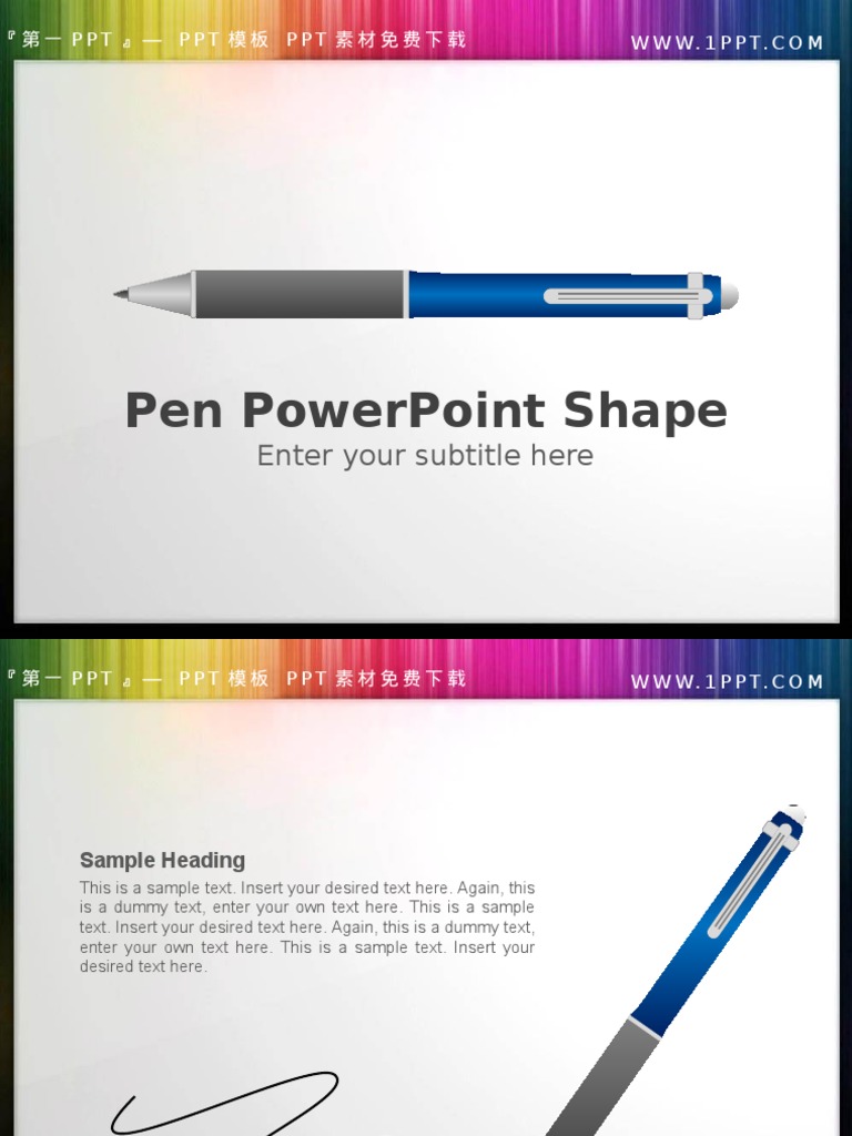 Pen Powerpoint Shape: Enter Your Subtitle Here | PDF | Microsoft Power ...