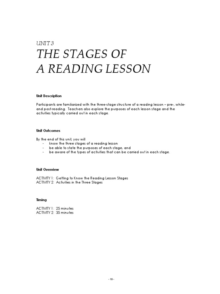 Stages of A Reading Lesson | PDF | Reading Comprehension | Reading ...