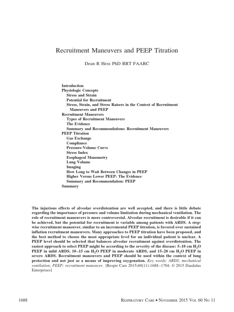 Recruitment Maneuvers and PEEP Titration | PDF | Physiology | Pulmonology