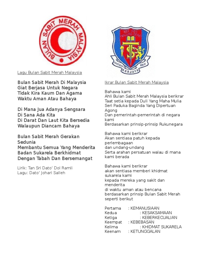 Lirik Lagu BSMM Dan Ikrar | PDF