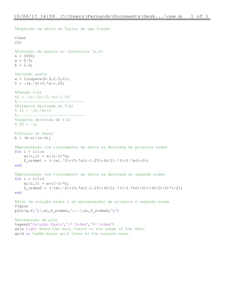 Aproximação de funções por expansão em série de Taylor de primeira e ...