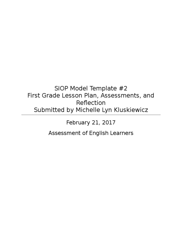 Siop Lesson Plan | PDF | Educational Assessment | Lesson Plan