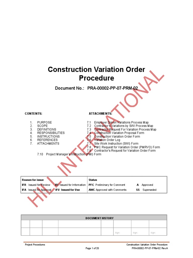 Variation Order Procedure | PDF | Construction Management | Employment
