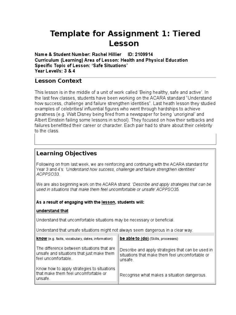 Tiered Lesson Plan Word | PDF | Differentiated Instruction | Lesson Plan