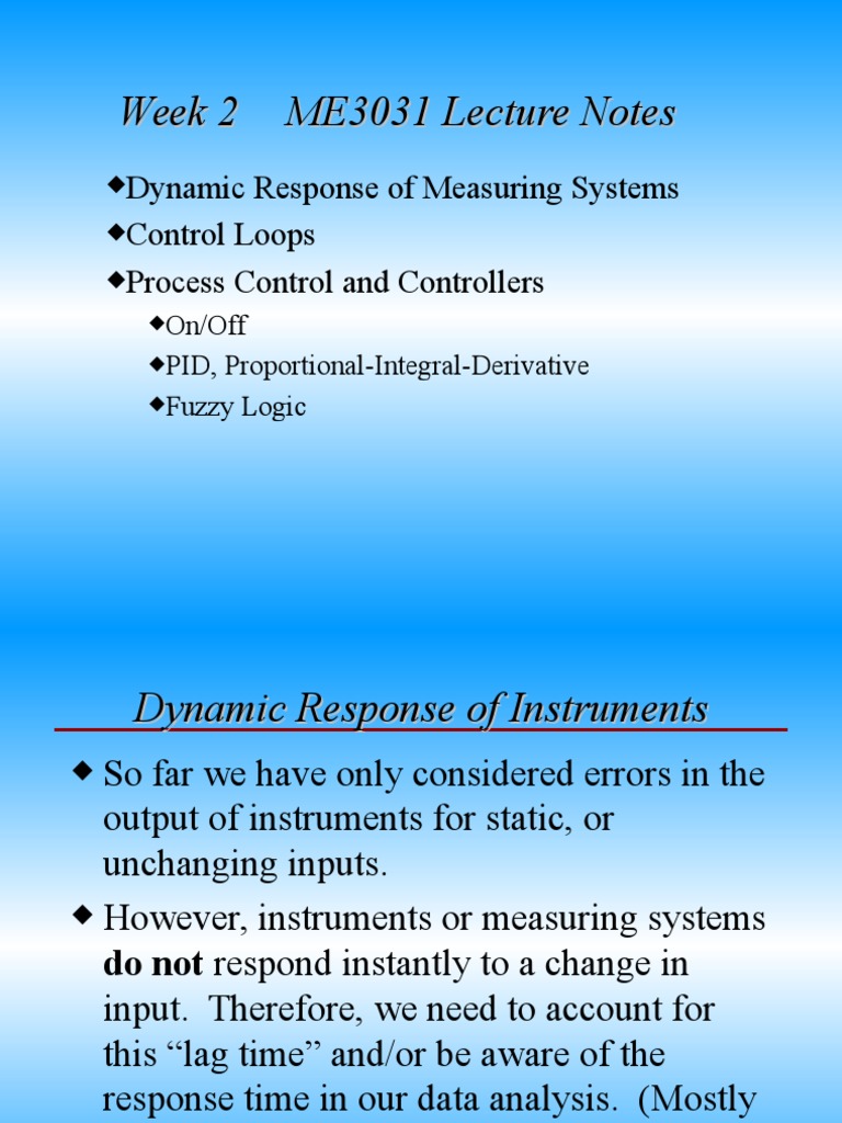 Dynamic Characteristics of Measurement System | Download Free PDF ...