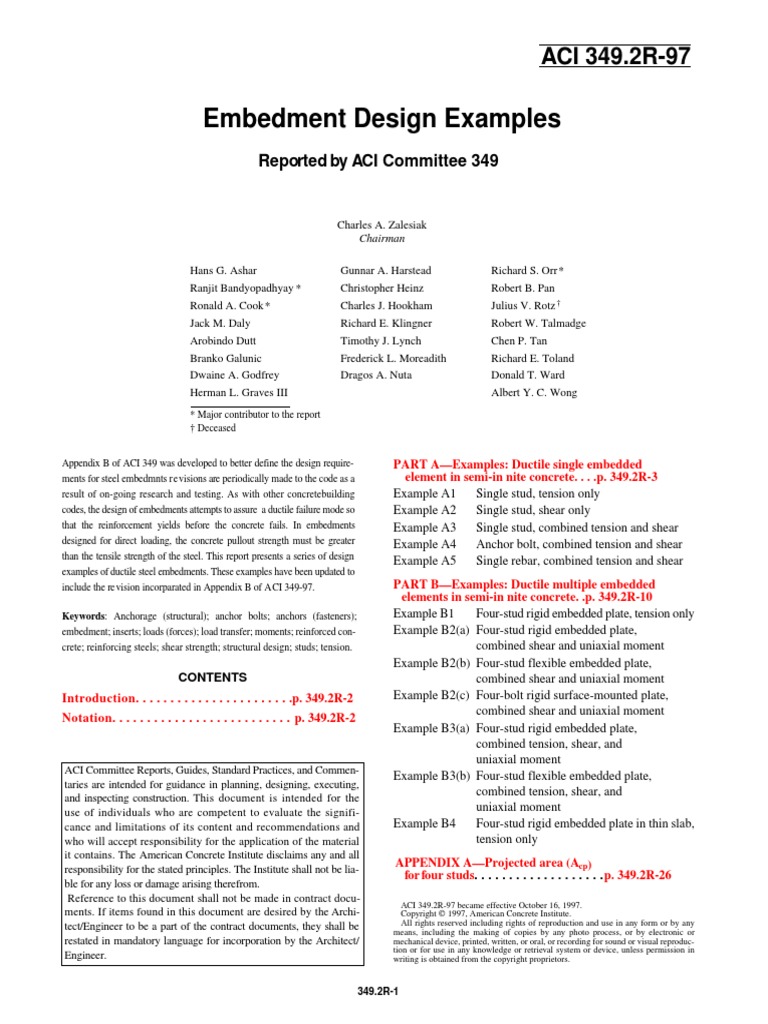 ACI 349 2R 97 - Embedment Design Examples PDF | PDF | Strength Of ...
