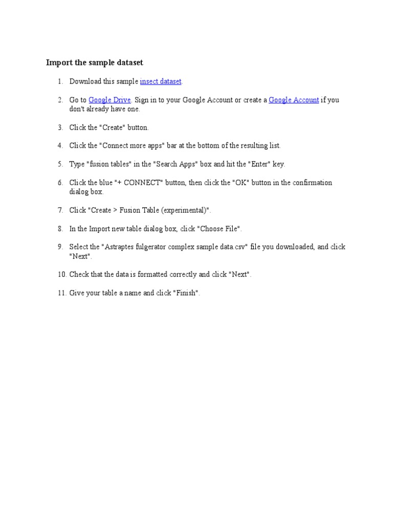 Import The Sample Dataset: Insect Dataset Google Drive Google Account | PDF