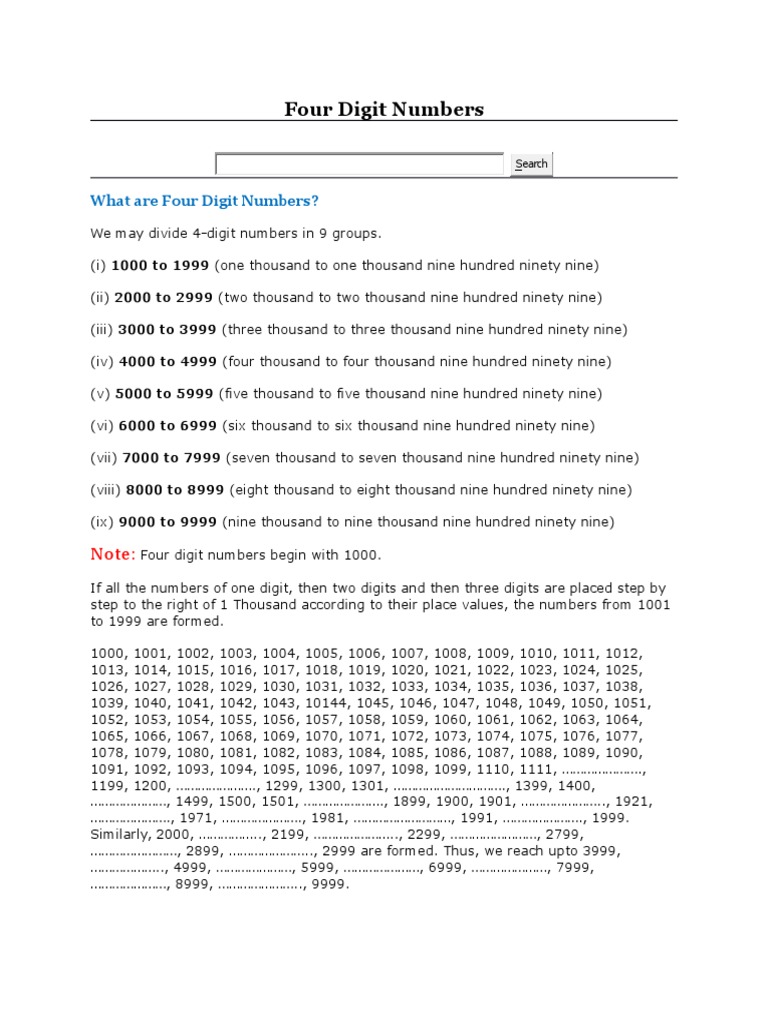What Are Four Digit Numbers? | PDF | Linguistics | Vocabulary