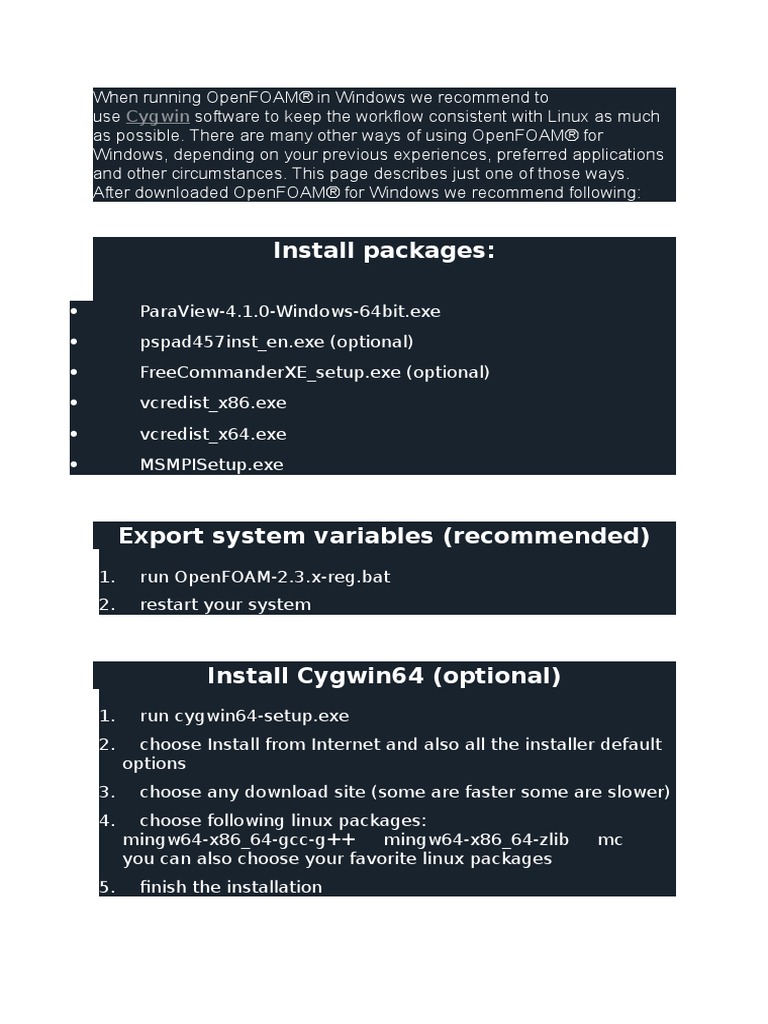 Install Packages:: Cygwin | PDF