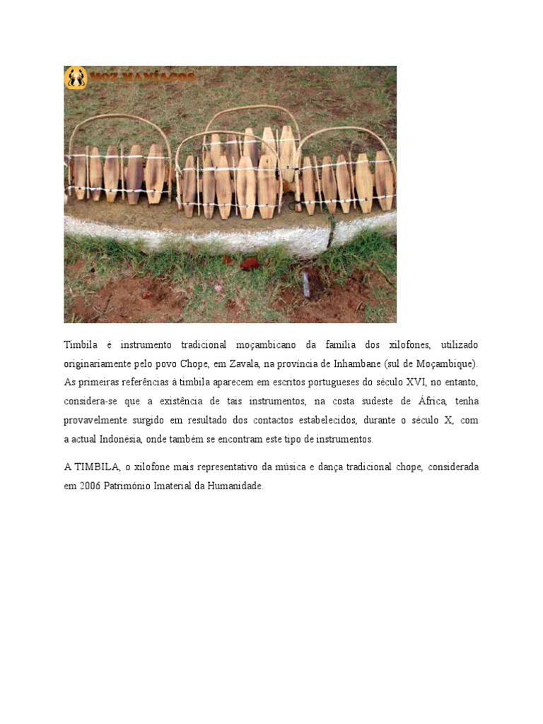 Timbila É Instrumento Tradicional Moçambicano Da Família Dos Xilofones ...