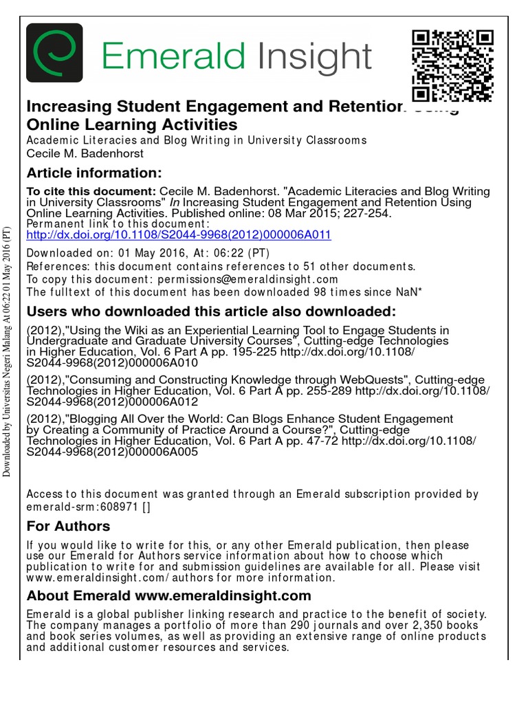 Emerald Blog Writing | PDF | Literacy | Blog