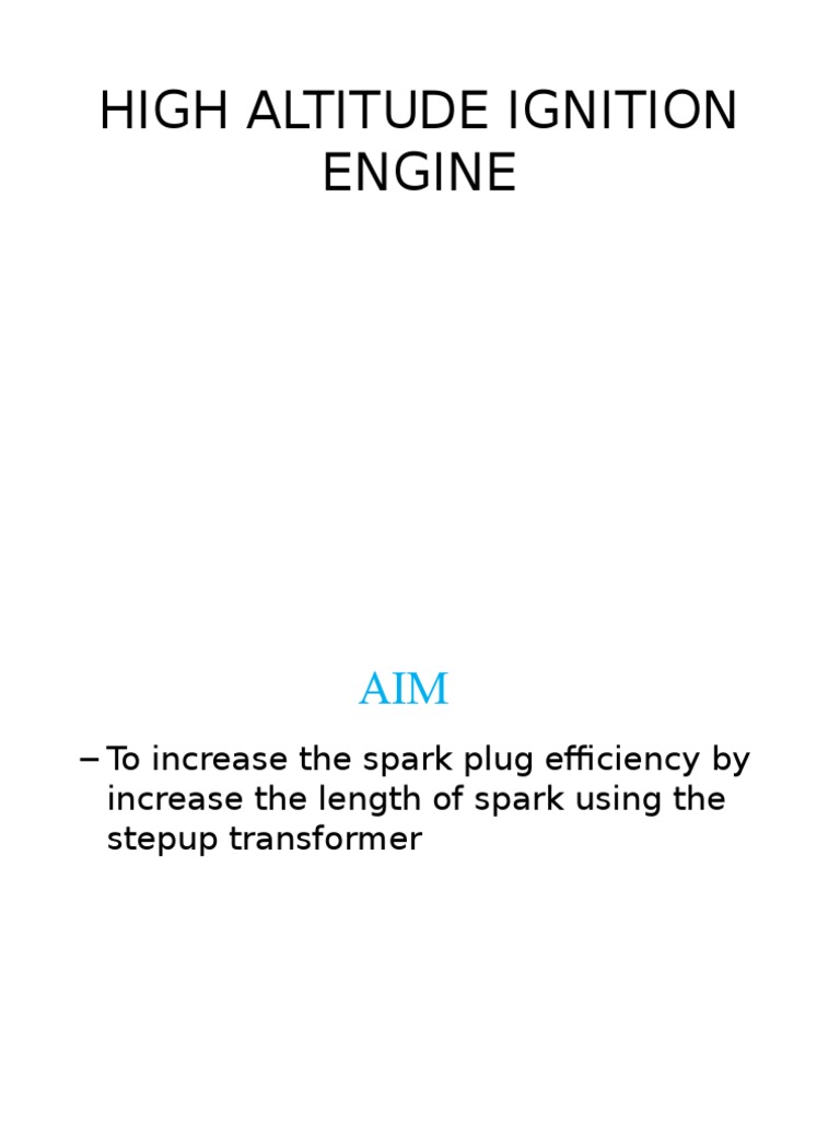 High Altitude Ignition Engine | PDF | Internal Combustion Engine ...