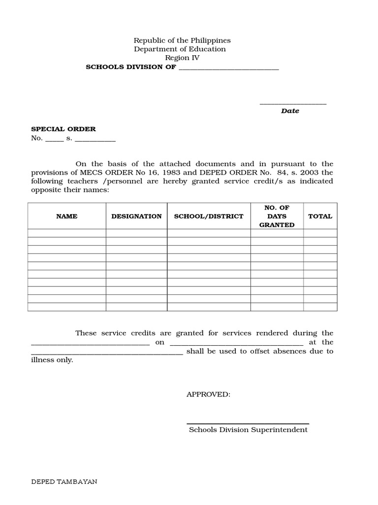 Special Order For Service Credits | PDF | Government | Social Institutions