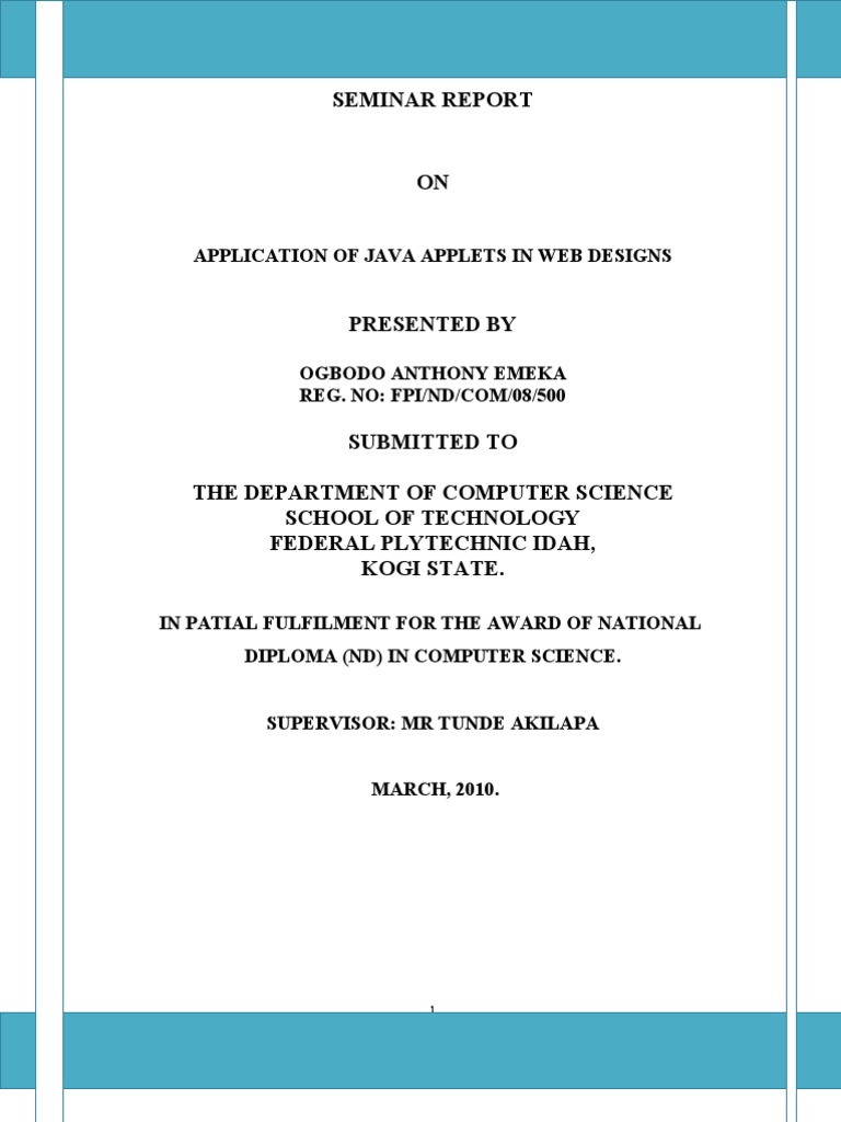 Seminar Paper On Java Applets | PDF | Java Virtual Machine | Java (Programming Language)