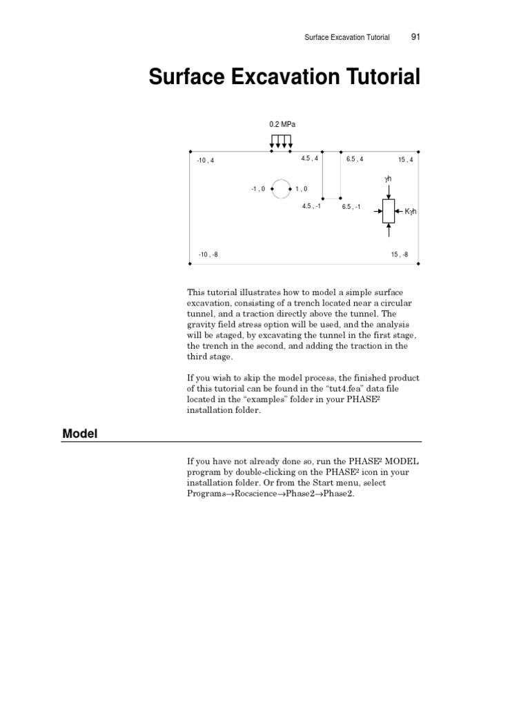 Surface Excavation Tutorial: Model | PDF