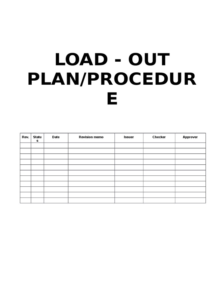 Load - Out Plan/Procedur E: Rev. Statu S Date Revision Memo Issuer ...
