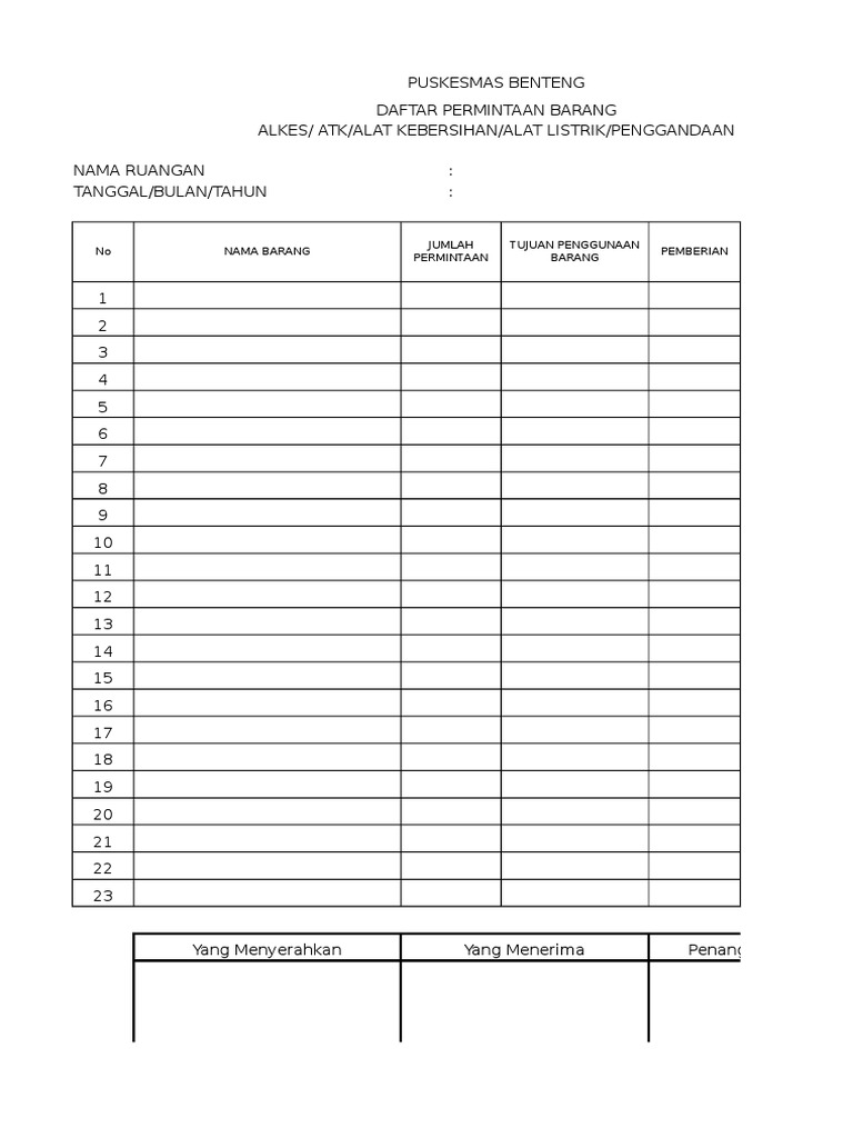Format Permintaan Barang PDF