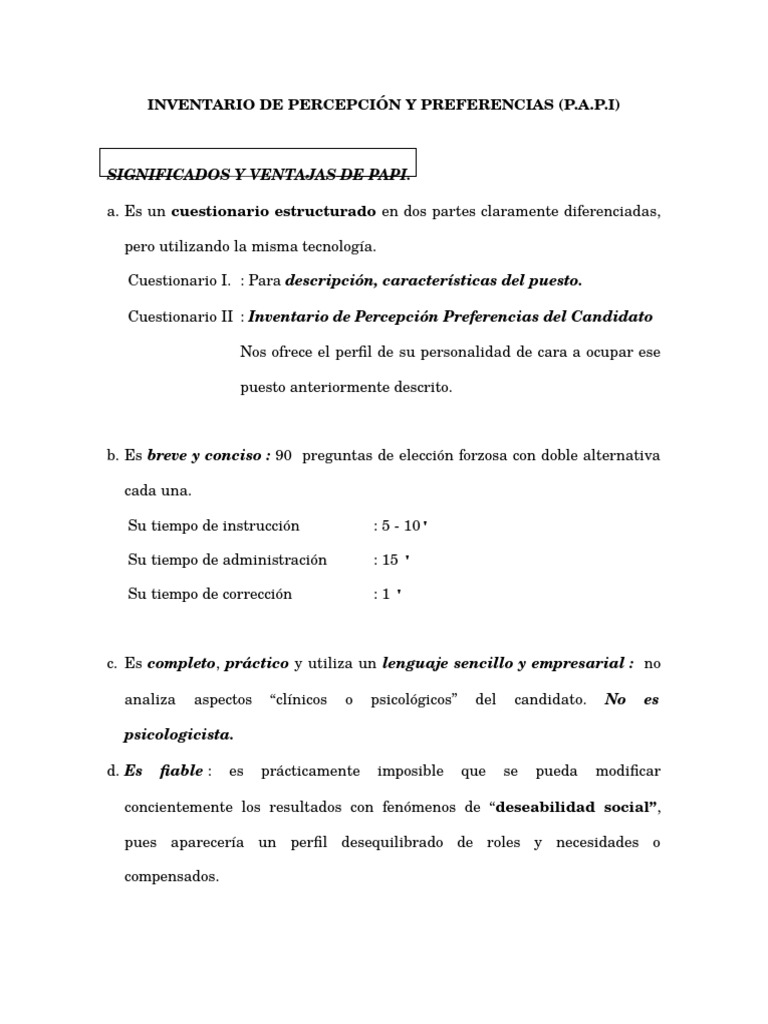 Test Papi | PDF | Liderazgo | Cuestionario