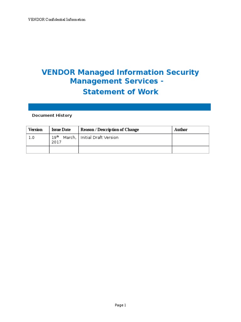 Vendor Infosec SOW Draft | PDF | Finance & Money Management