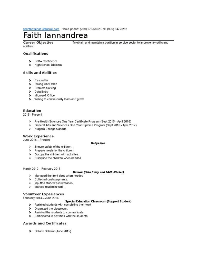 Faith Resume | PDF